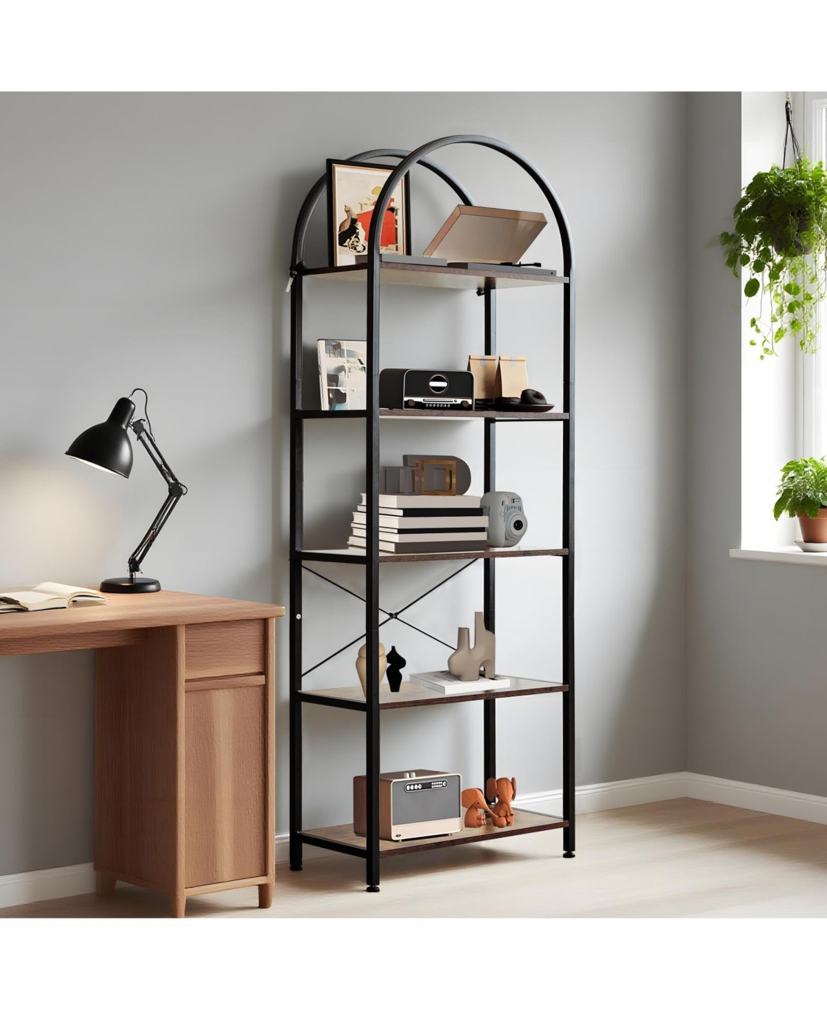 Click here for gaomon 5-Tier Modern Arched Bookshelf with Metal F... prices