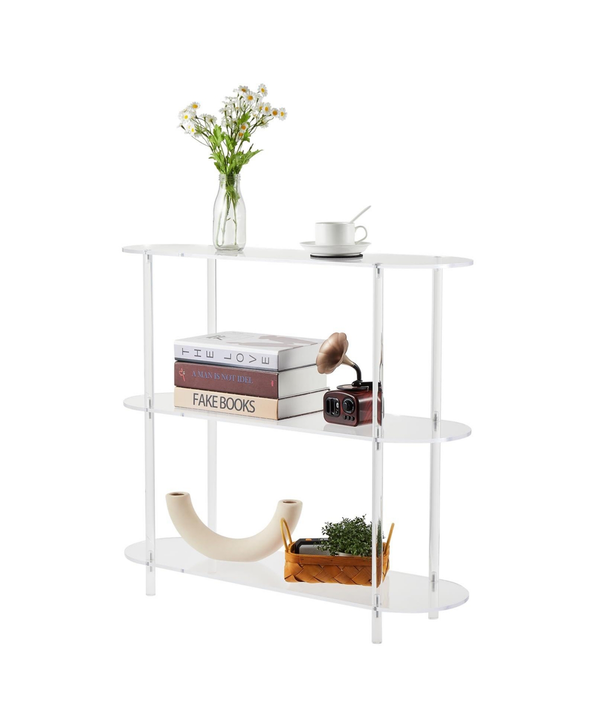 Click here for gaomon Modern 3-Tier Acrylic Ladder Bookcase  Tran... prices