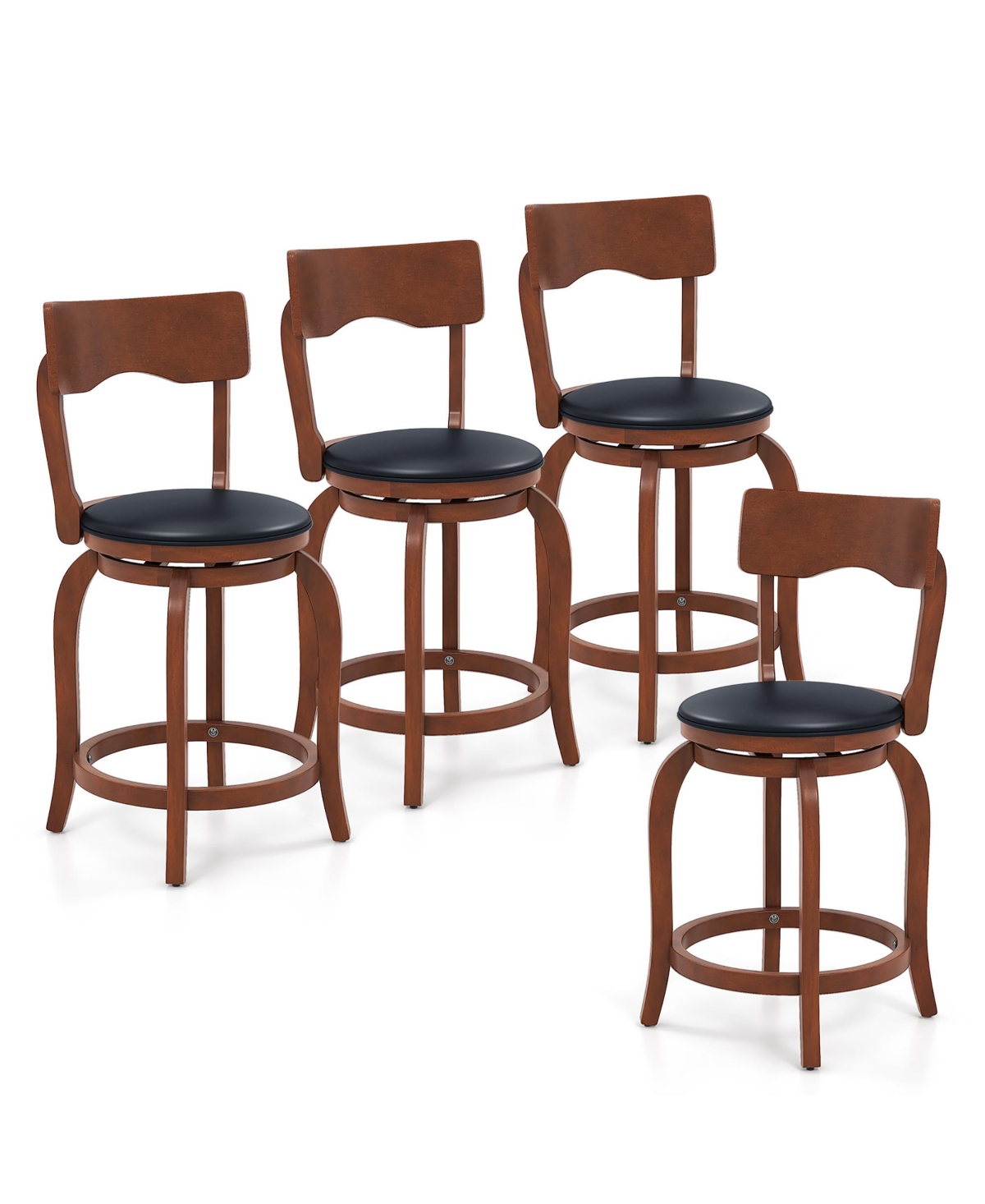 Click here for Gymax Swivel Bar Stools Set of 4 w/ Rubber Wood Fr... prices