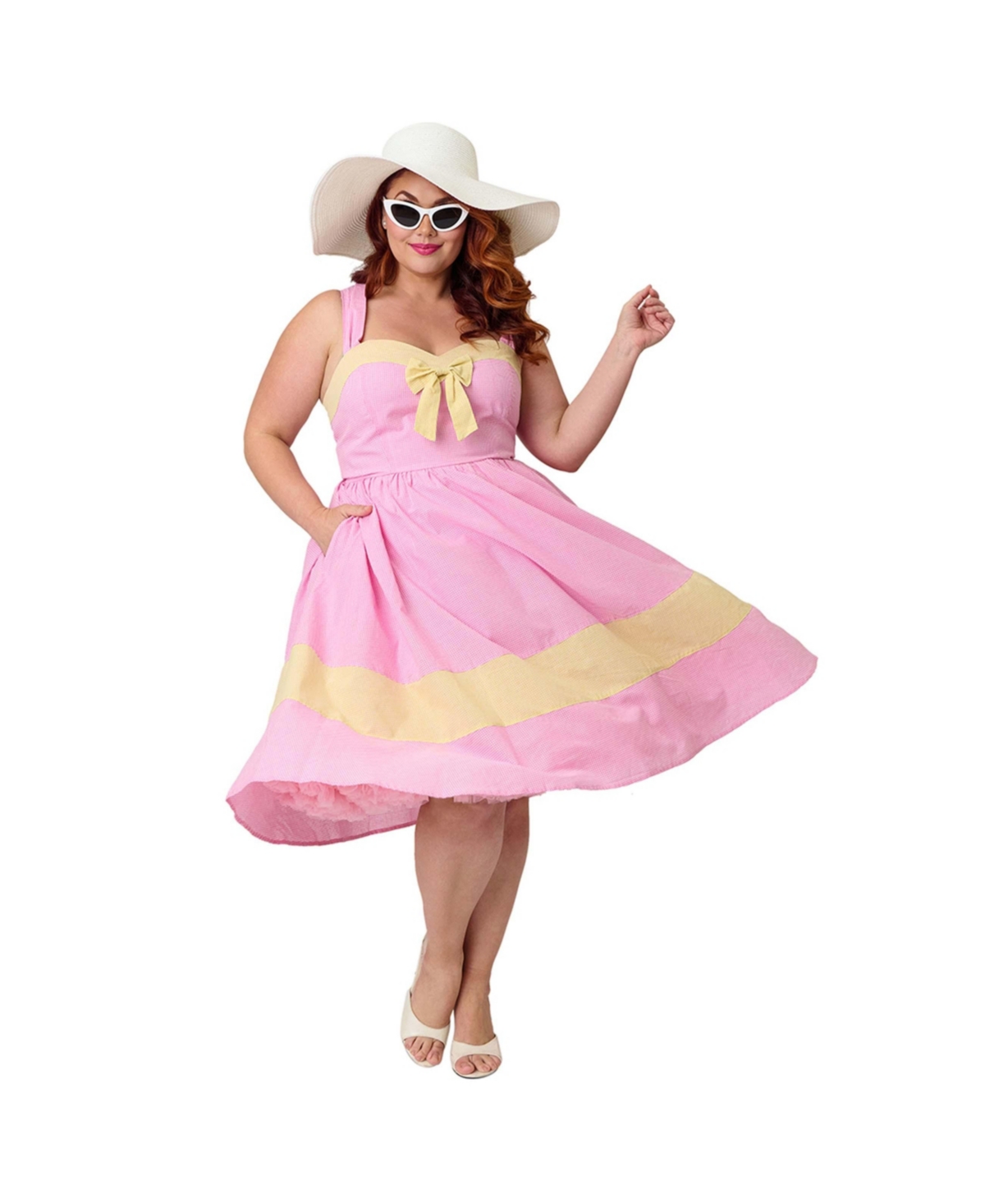 Click here for Unique Vintage Plus Size Picnic Pretty Swing Dress... prices