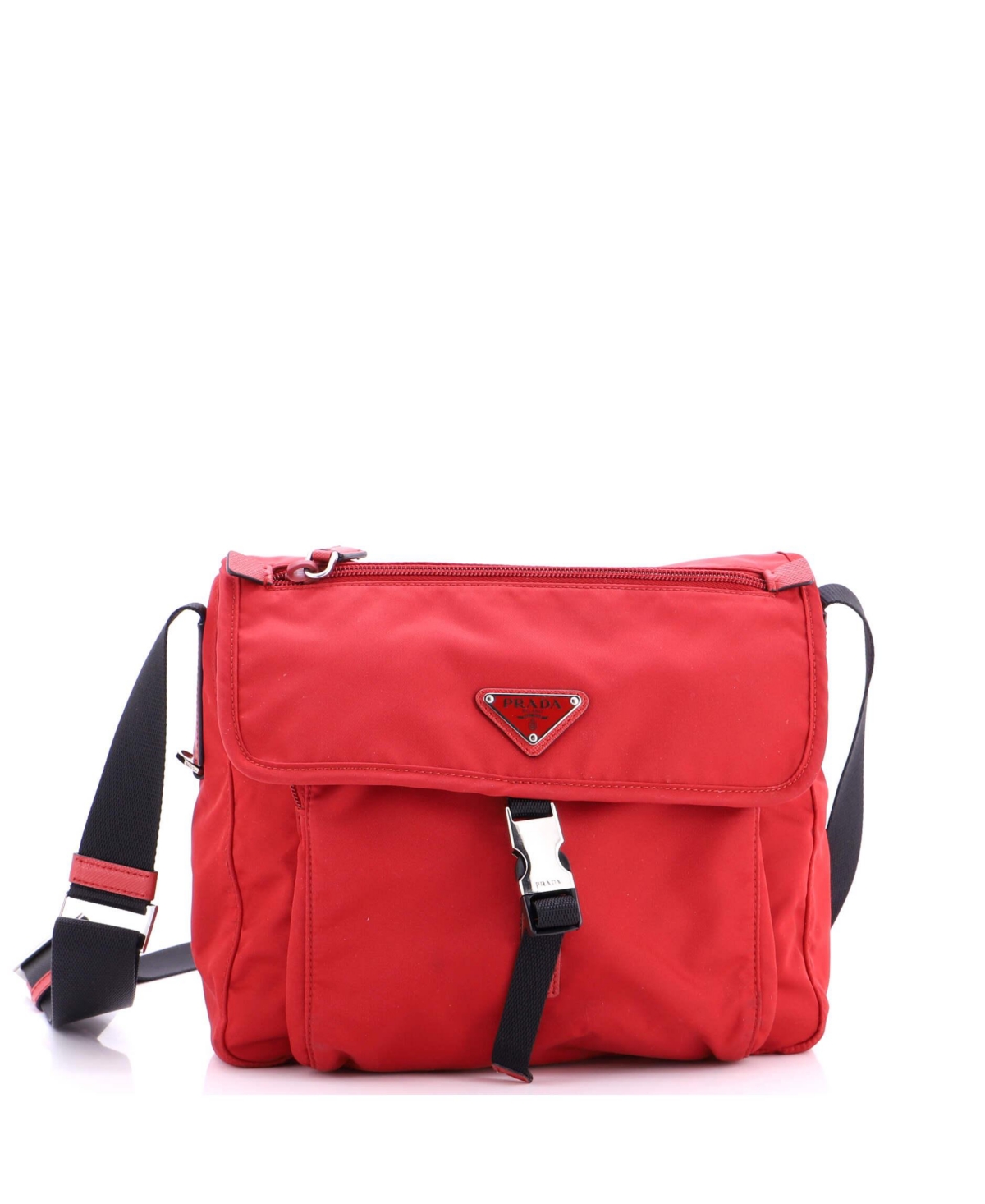 Click here for Pre-Owned Prada Small Buckle Messenger Bag Tessuto... prices