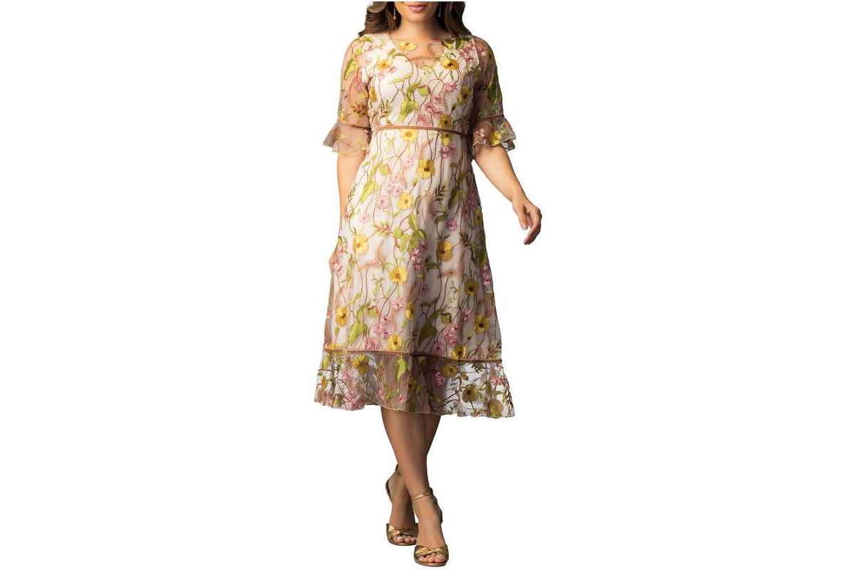 Click here for Kiyonna Womens Wildflower Embroidered Floral Mesh... prices