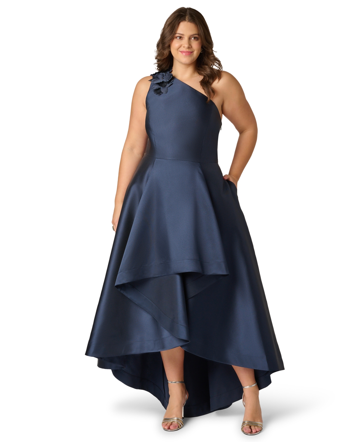 Click here for Adrianna Papell Plus Size Mikado High-Low One-Shou... prices