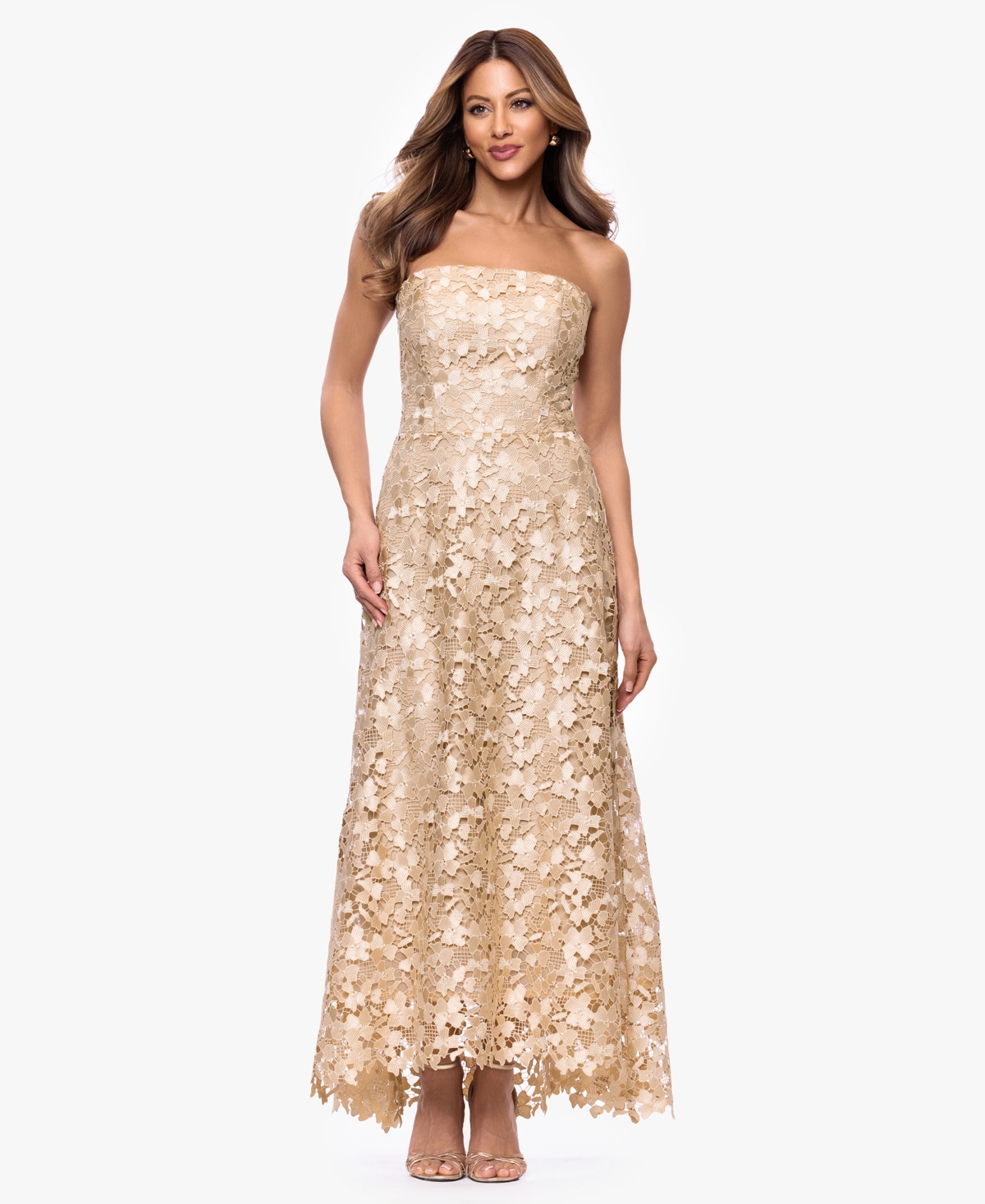 Click here for Xscape Womens Sleeveless Strapless Gown - Gold prices