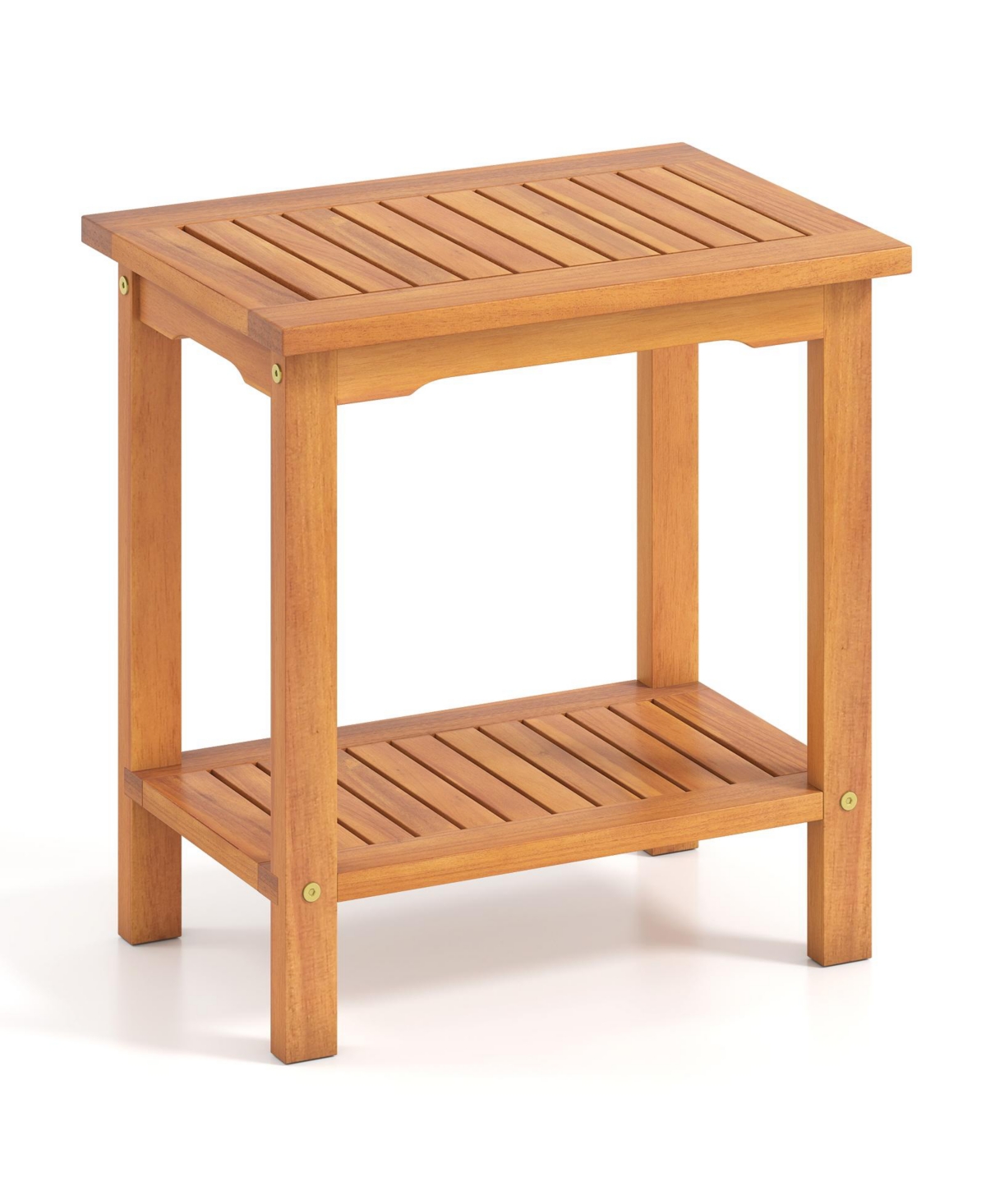 Click here for Gouun 2-Tier Acacia Wood Outdoor Side Table with S... prices