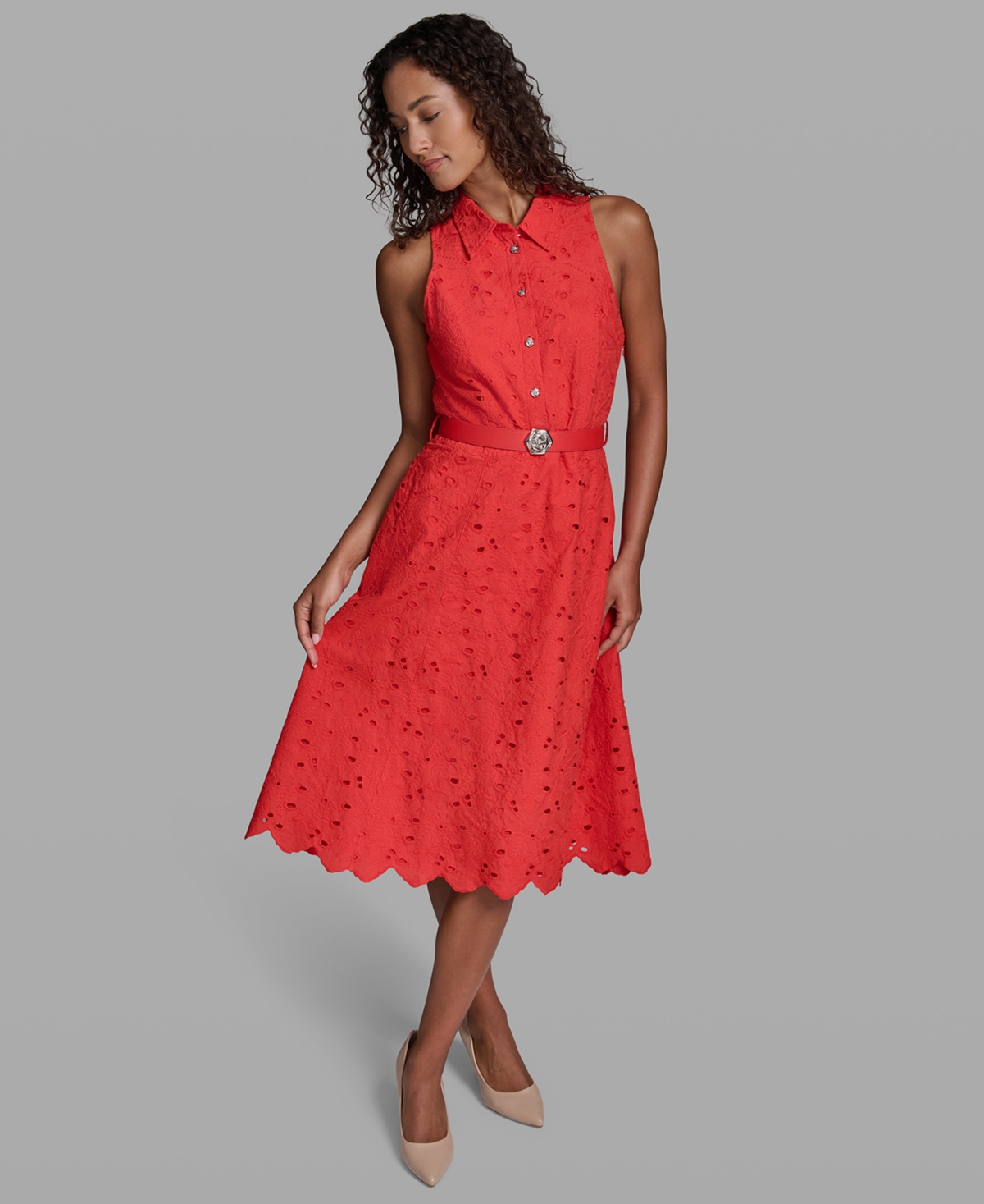 Click here for Karl Lagerfeld Paris Womens Sleeveless Collared Ey... prices