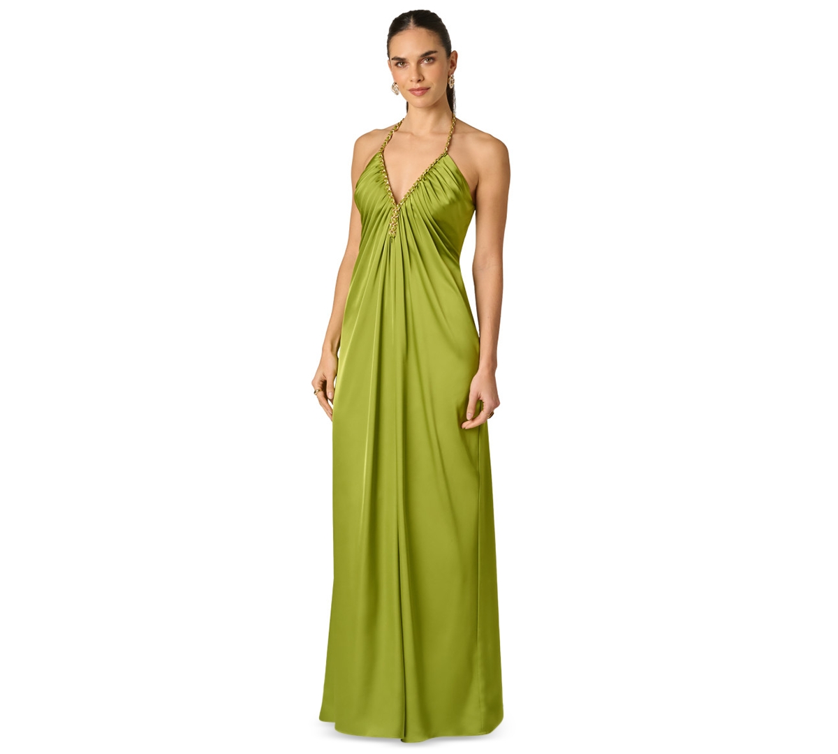 Click here for Adrianna Womens V-Neck Satin Long Dress - Martini... prices