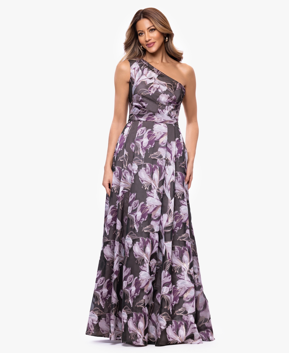 Click here for Xscape Petite One-Shoulder Sleeveless Gown - Black... prices