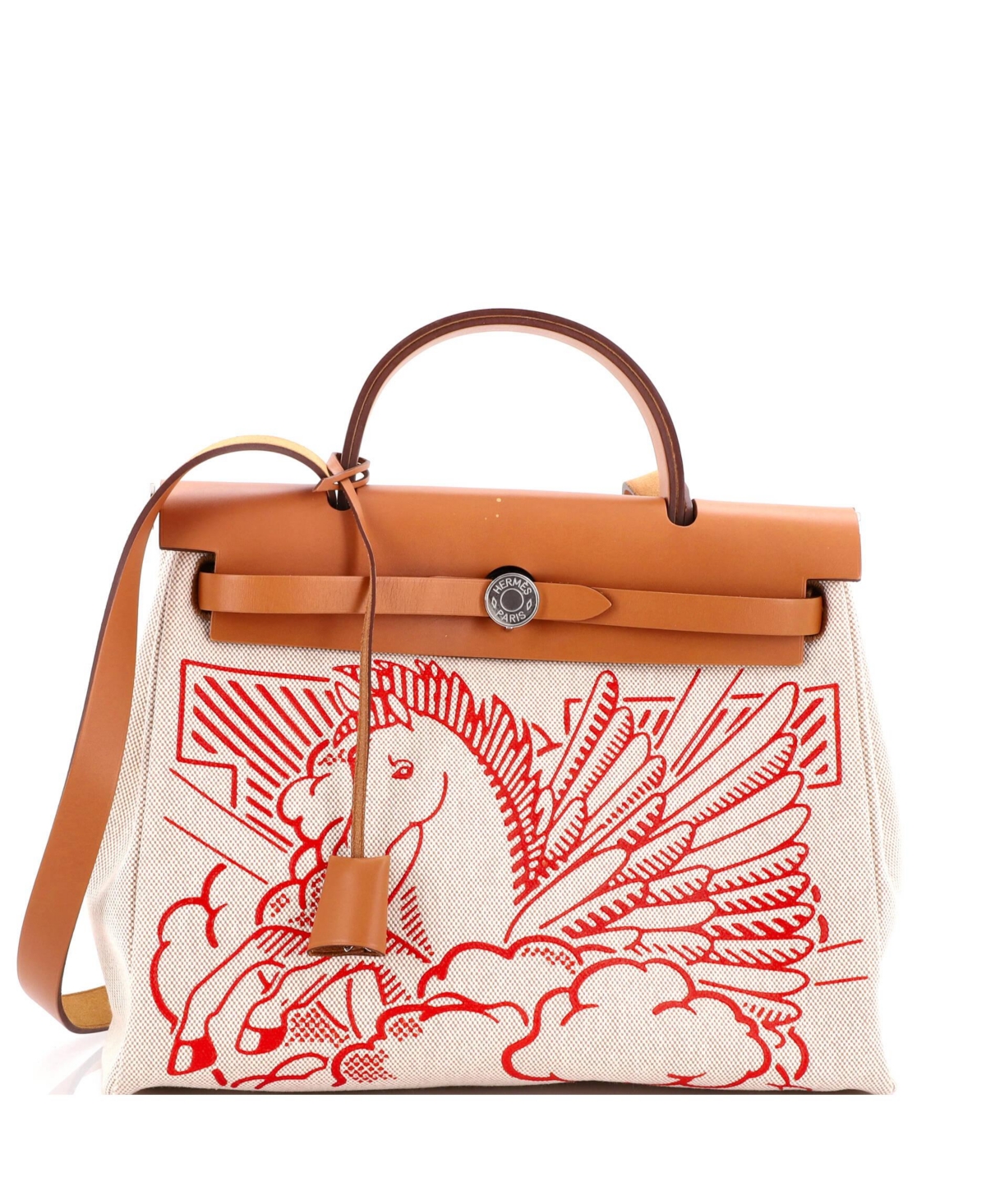 Click here for Pre-Owned HERMES 31 Herbag Zip Pegase Pop Toile an... prices