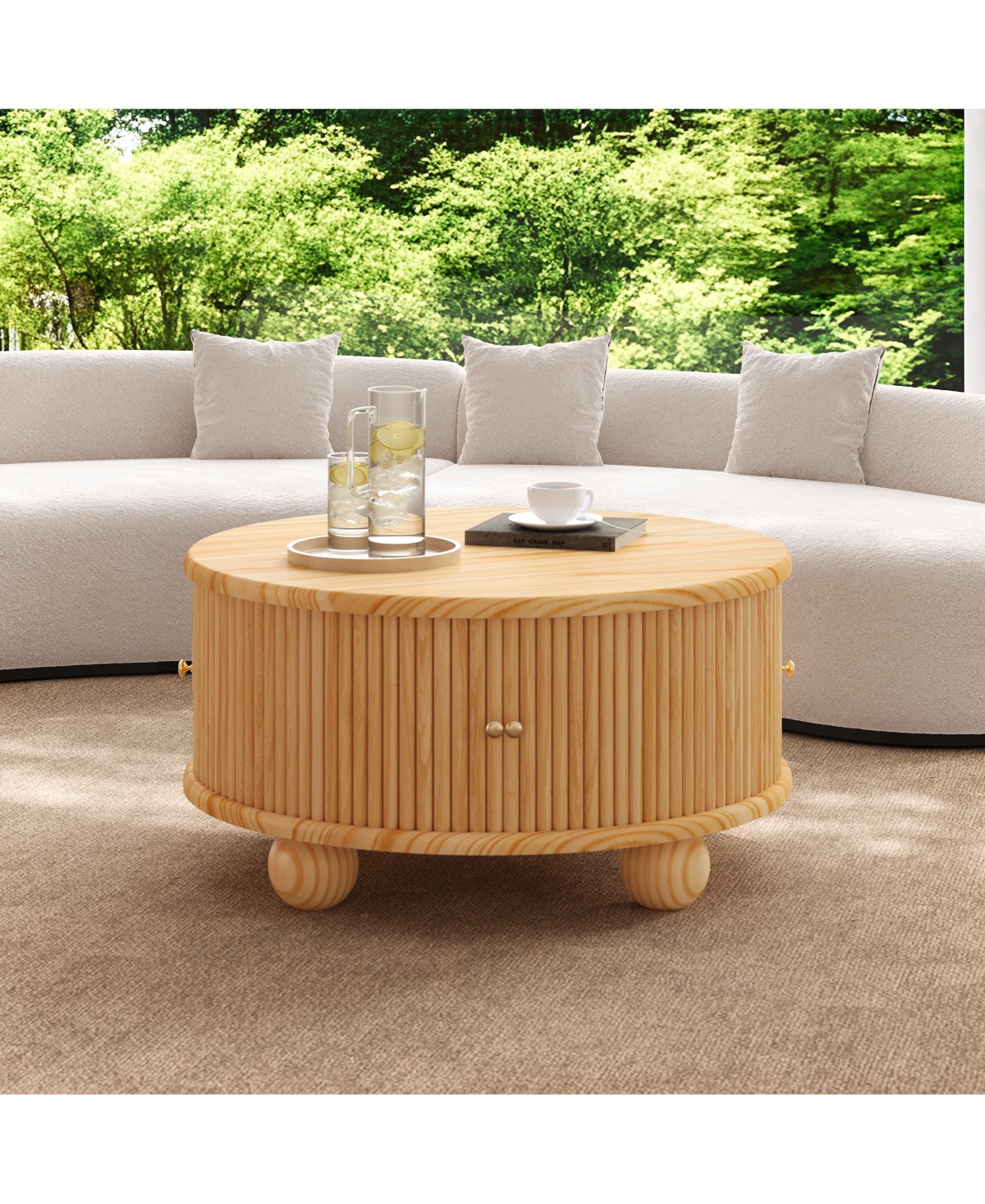 Click here for Rainsken Modern Round Fluted Storage Coffee Table... prices