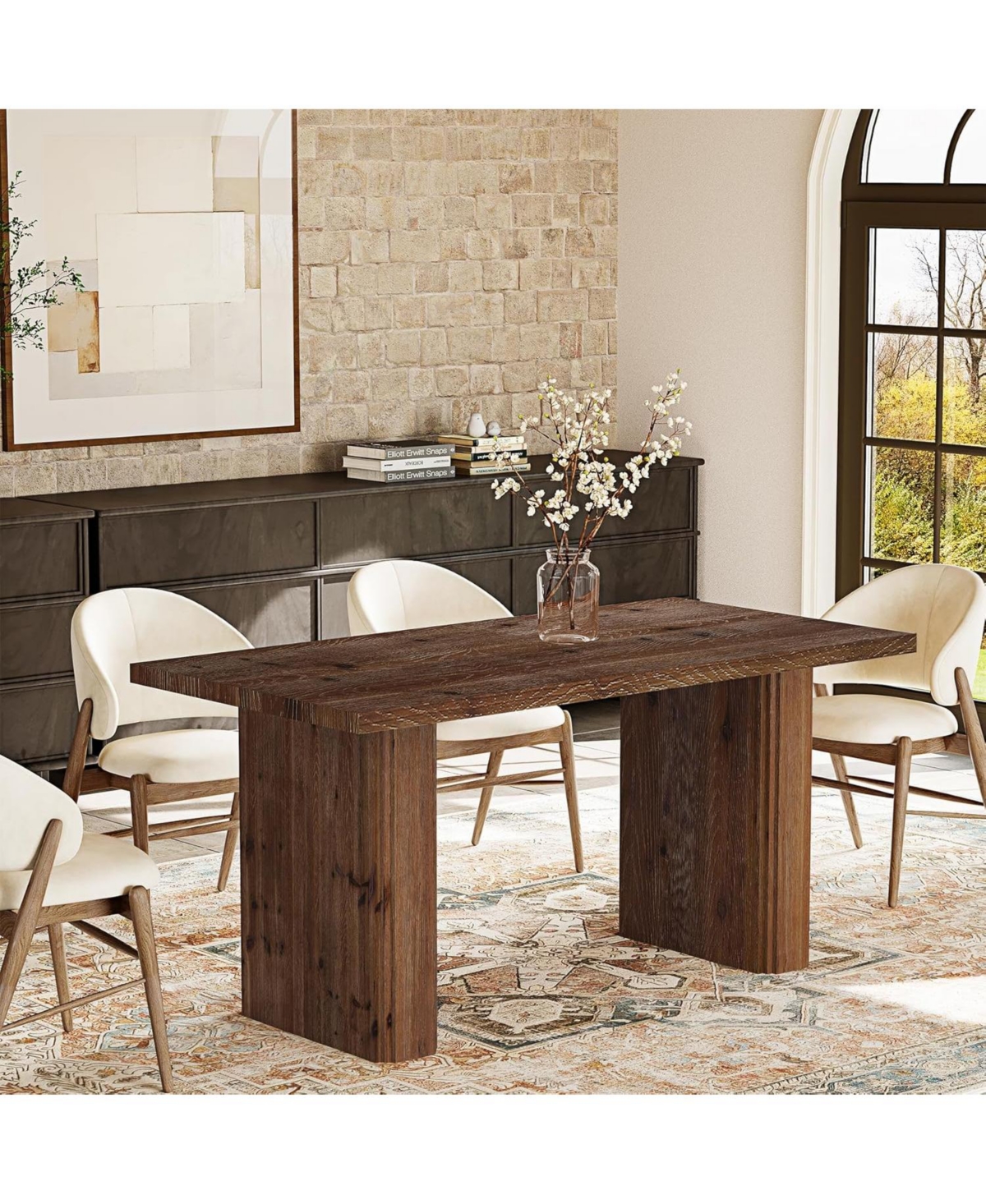 Click here for Tribesigns Solid Wood Dining Table for 4-6  Farmho... prices