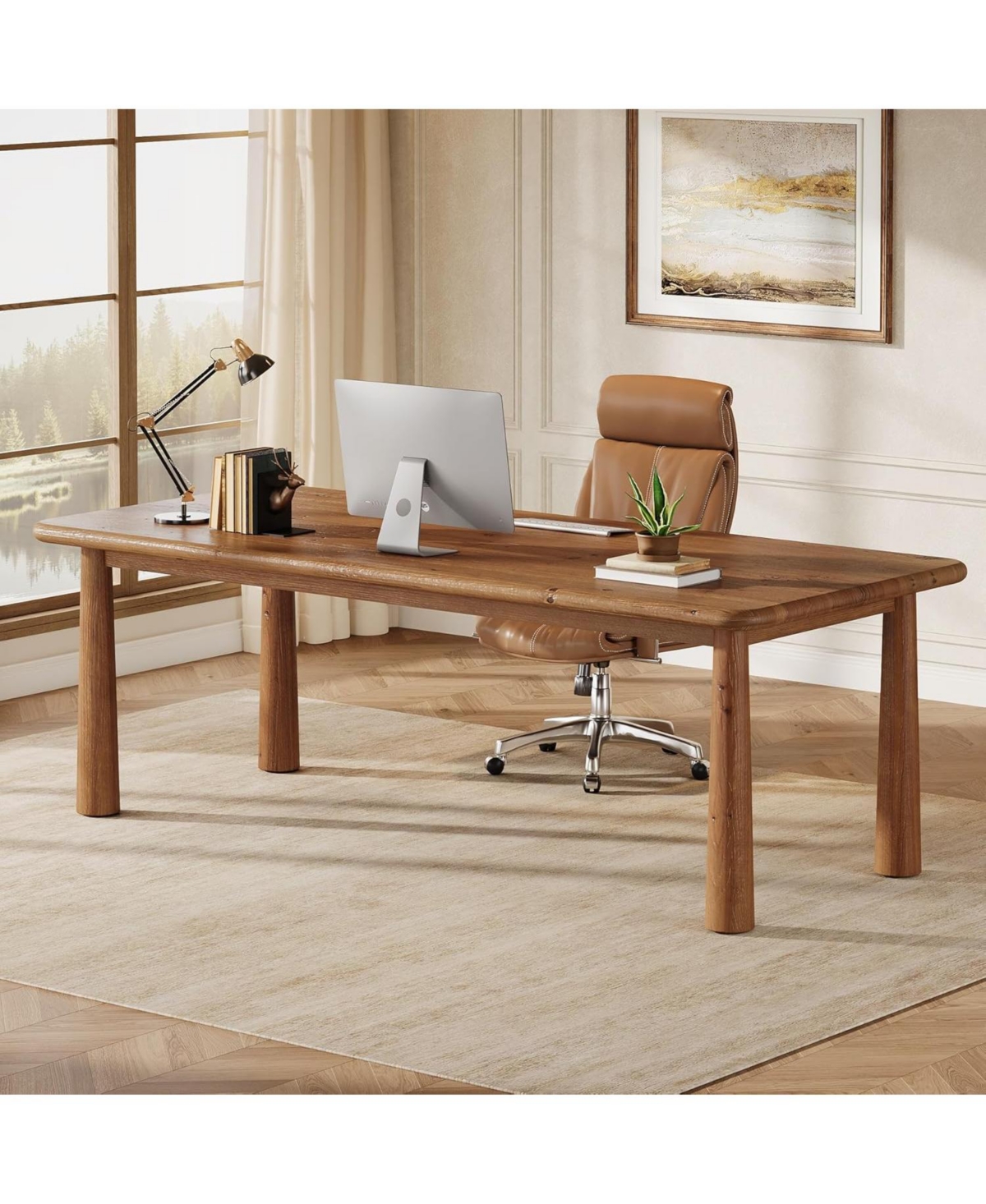 Click here for Tribesigns 63 Solid Wood Executive Desk  Modern Of... prices
