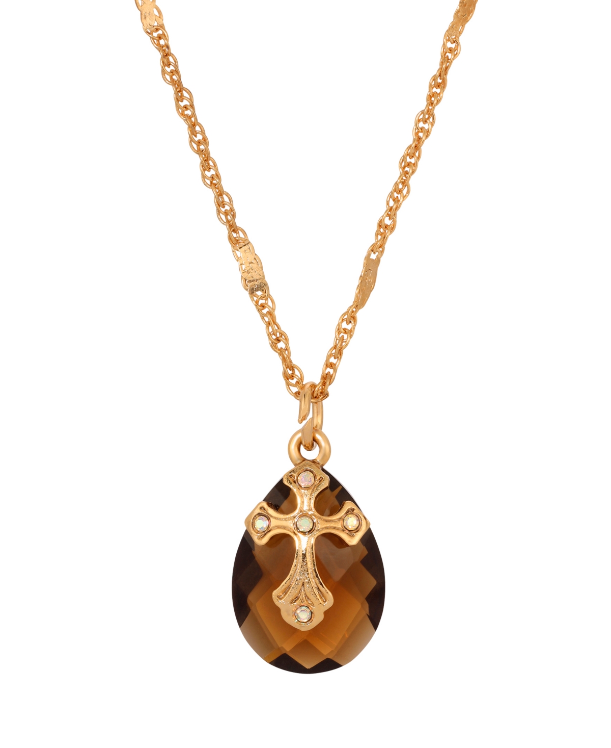 Click here for Symbols of Faith 14k Gold Dipped Smoke Topaz Oval... prices