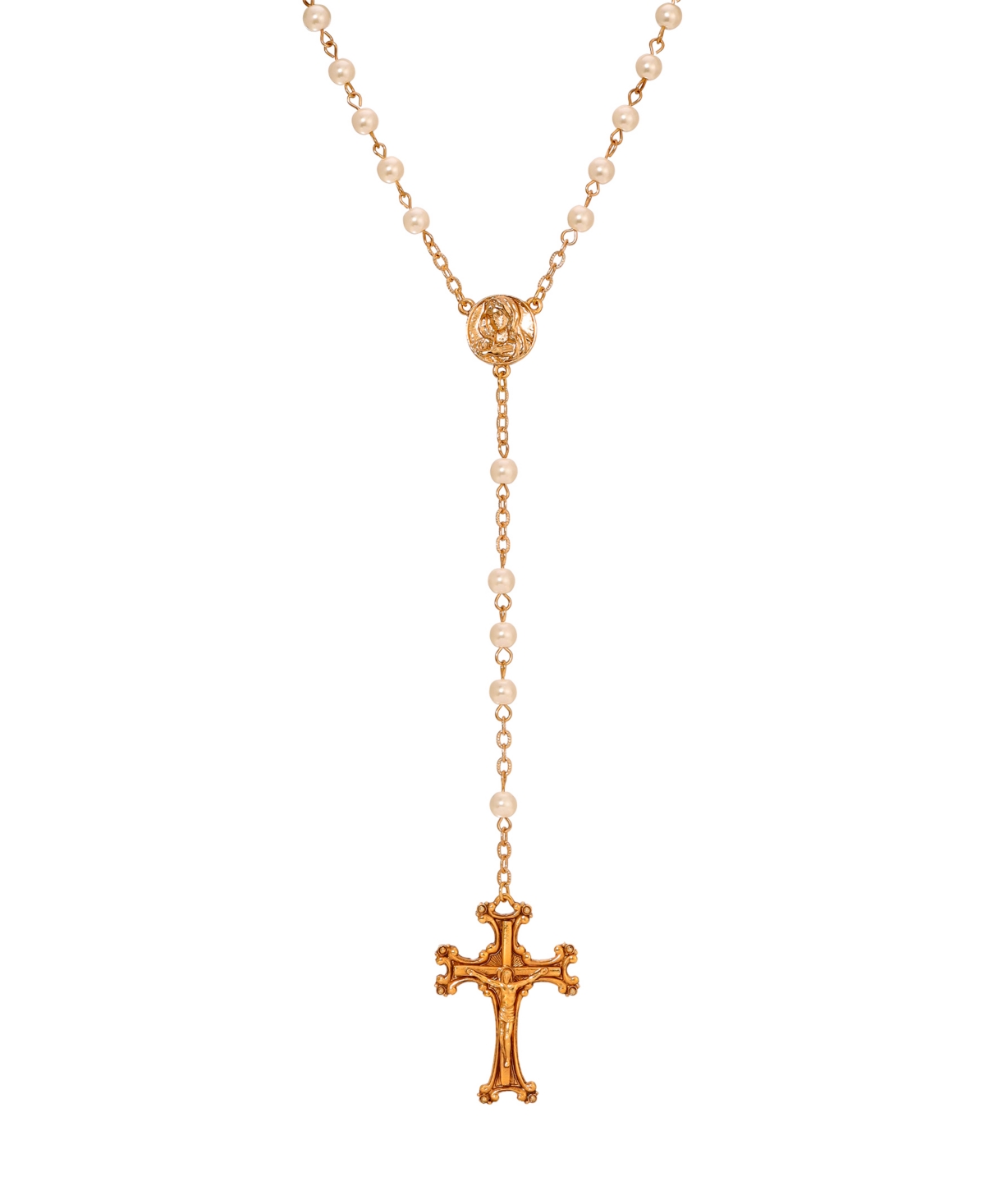 Click here for Symbols of Faith 14K Gold Dipped Crucifix Faux Pea... prices