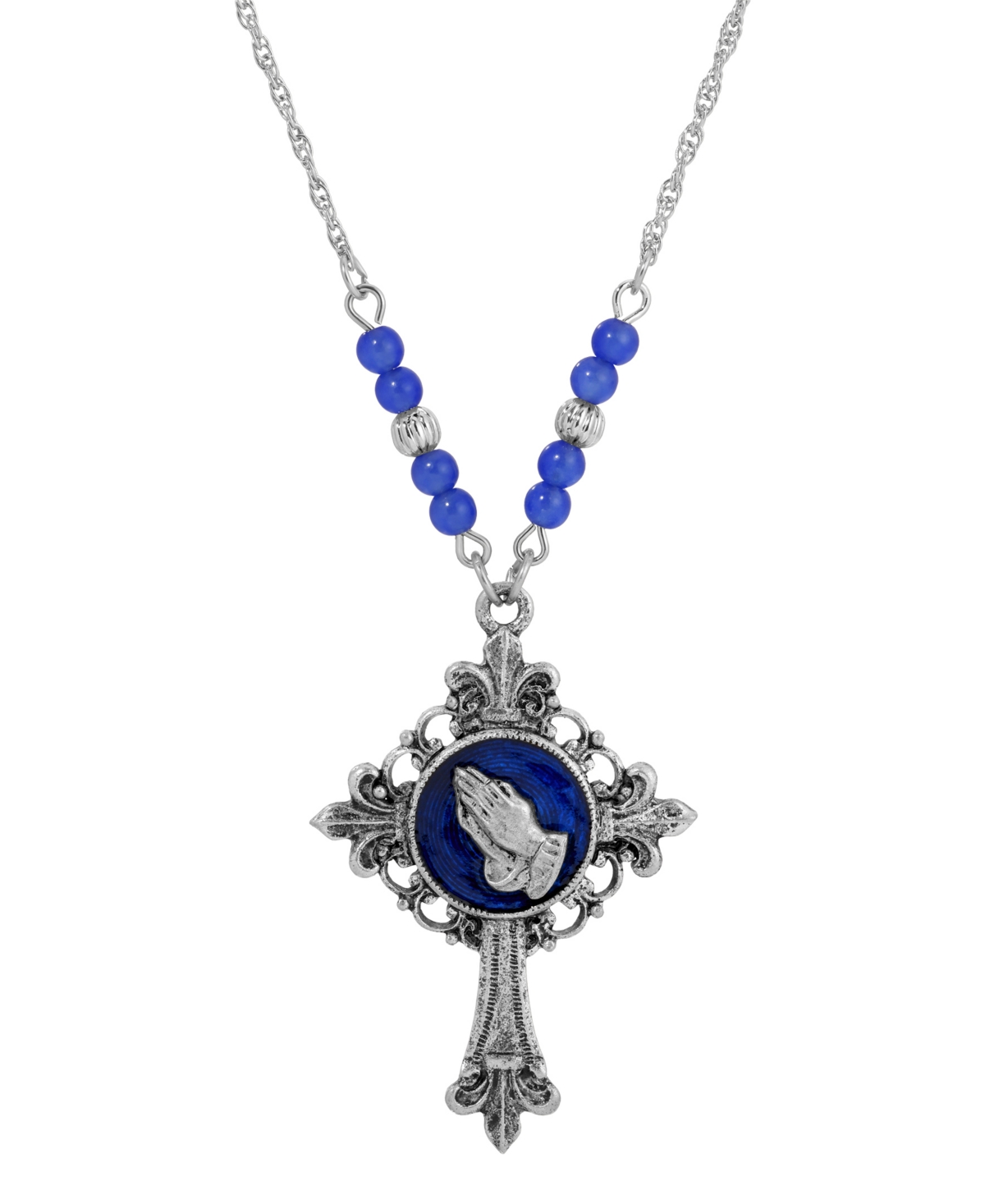 Click here for Symbols of Faith Silver-Tone Cross Blue Enamel Pra... prices