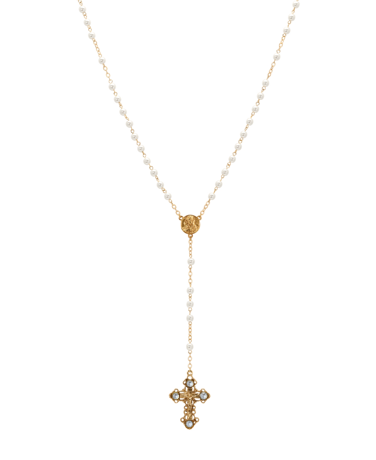 Click here for Symbols of Faith Gold-Tone Crucifix Sapphire Stone... prices