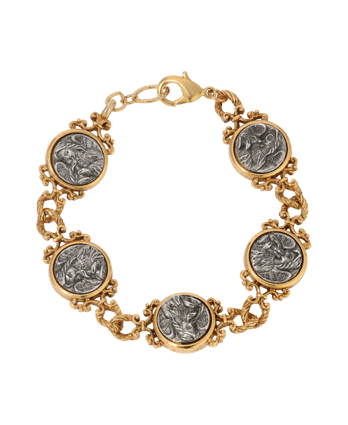 Click here for Symbols of Faith Gold Pewter Tone Angel Clasp Brac... prices