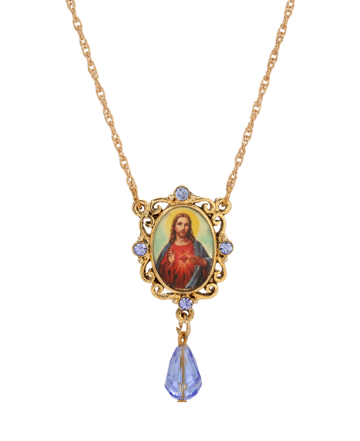 Click here for Symbols of Faith Gold-Tone Oval Decal Jesus Pendan... prices