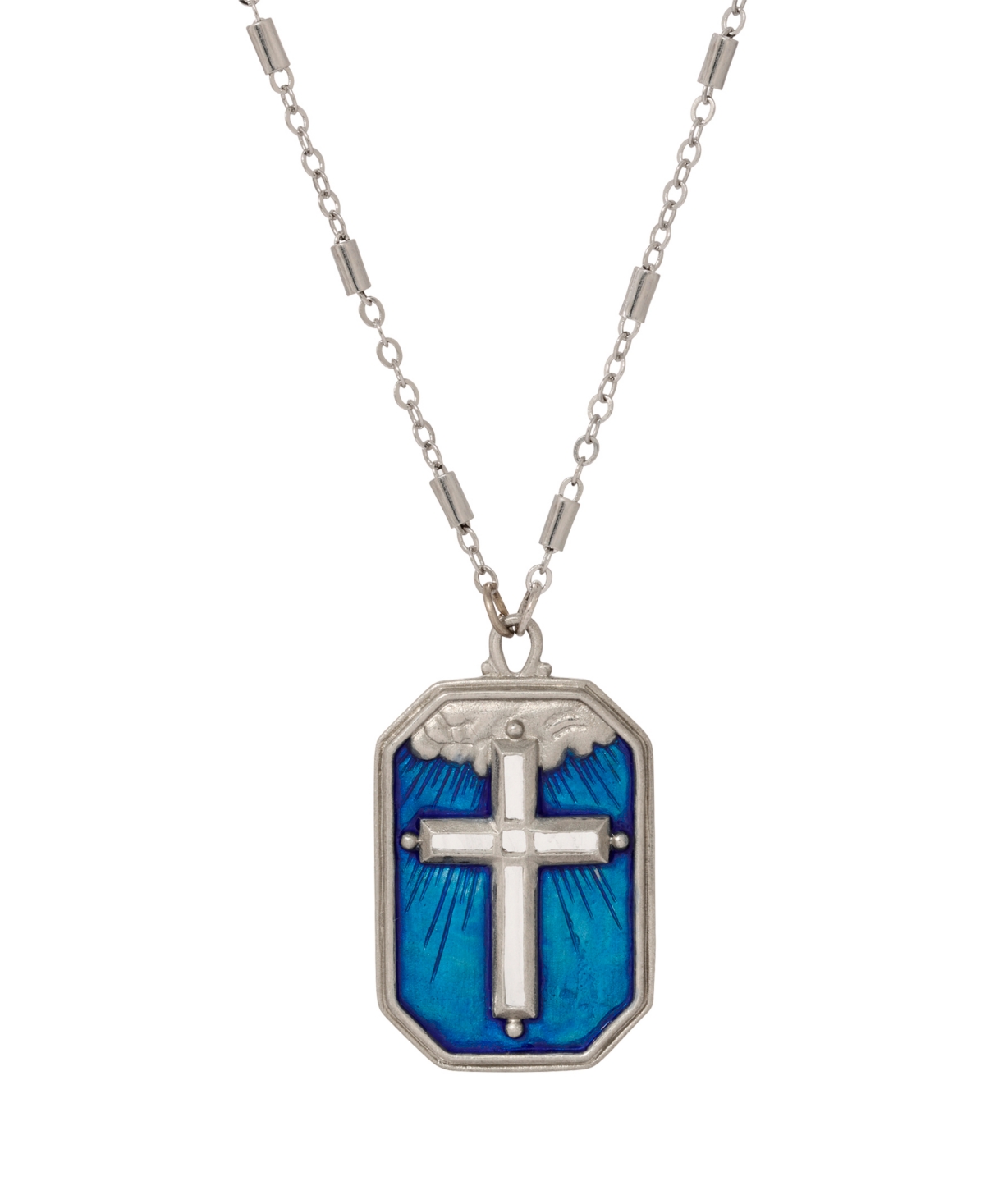 Click here for Symbols of Faith Silver Tone Blue Enamel Silver Cr... prices