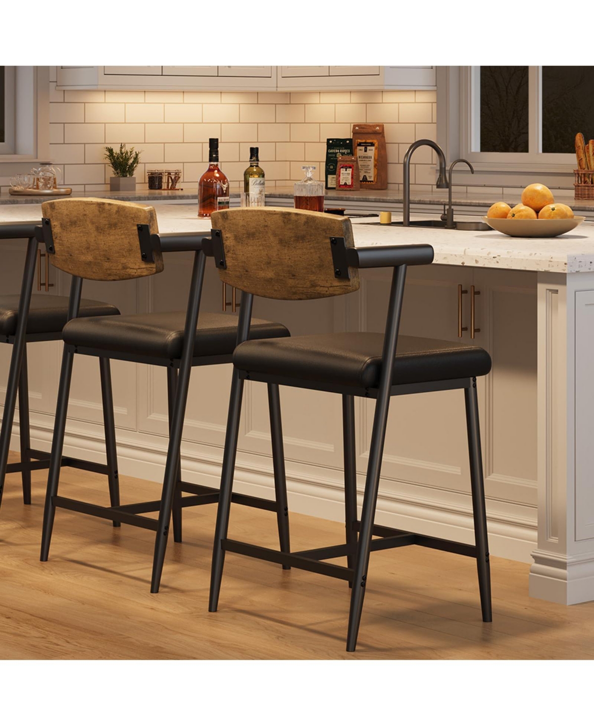 Click here for gaomon Set of 2 Counter Stools with Armrest  Uphol... prices