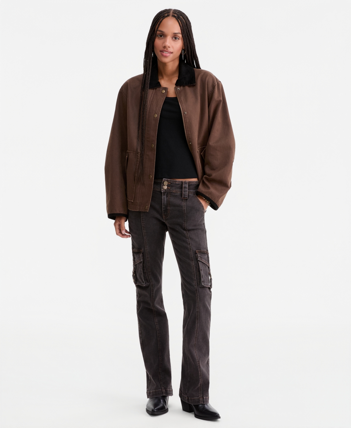 Click here for CoffeeShop Womens Corduroy-Collar Short Wax Barn J... prices