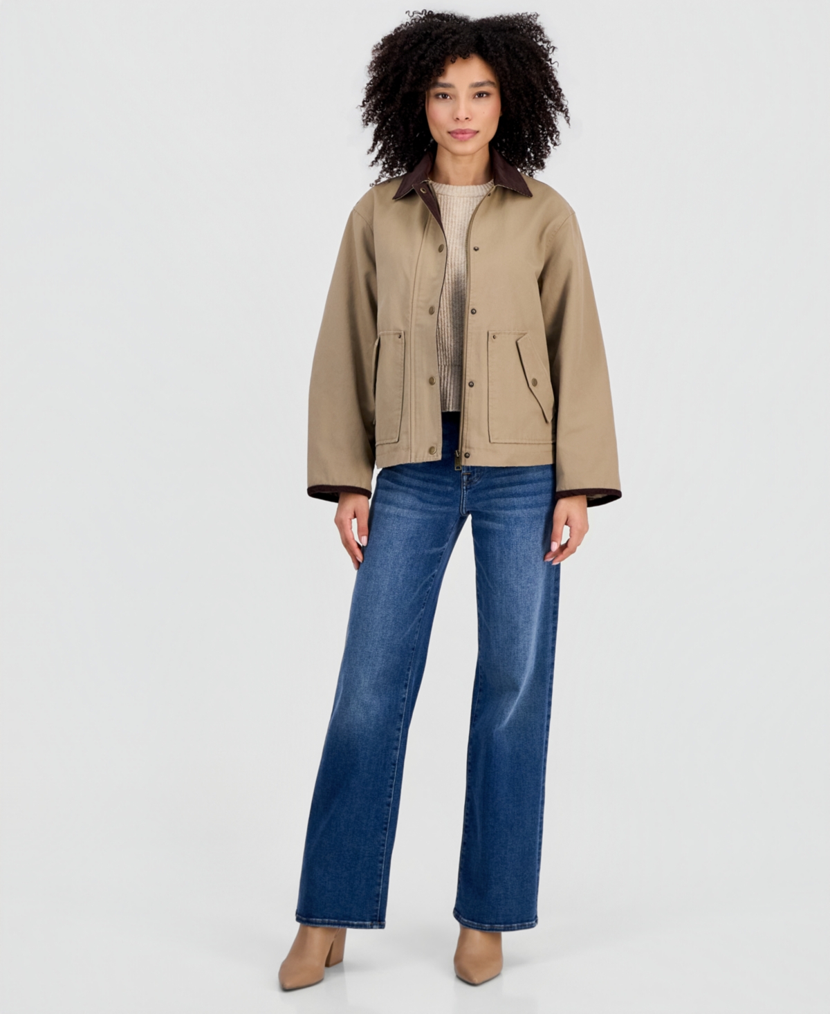 Click here for CoffeeShop Womens Corduroy-Collar Short Wax Barn J... prices