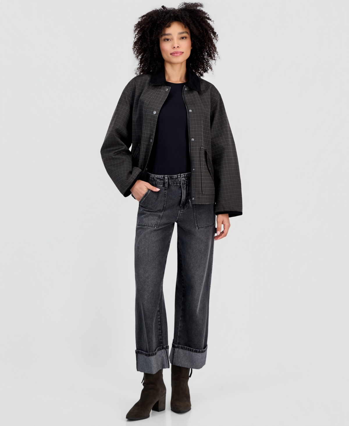 Click here for CoffeeShop Womens Corduroy-Collar Short Wax Barn J... prices