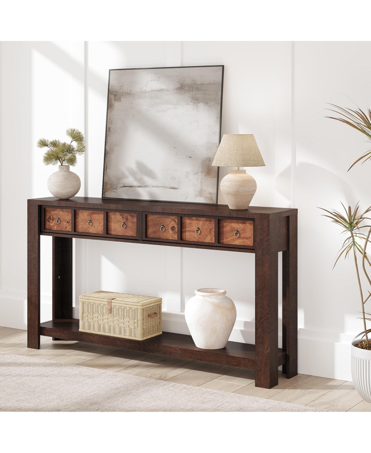 Click here for gaomon 54-Inch Farmhouse Wooden Console Table with... prices