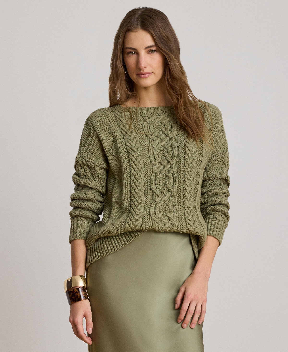 Click here for Lauren Ralph Lauren Womens Cable-Knit Boat Neck Sw... prices
