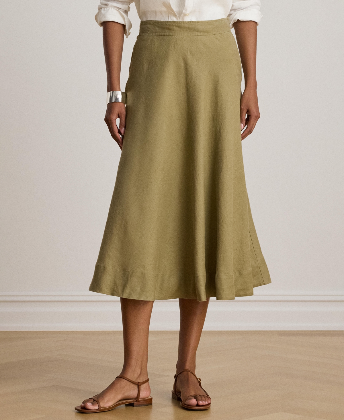 Click here for Lauren Ralph Lauren Womens Linen A-Line Midi Skirt... prices