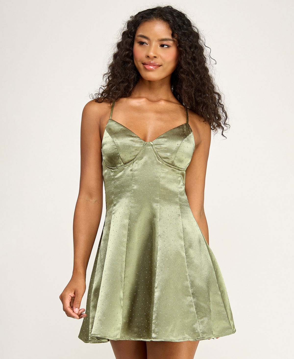 Click here for Seni & Cade Juniors Studded Cross Back Mini Dress... prices