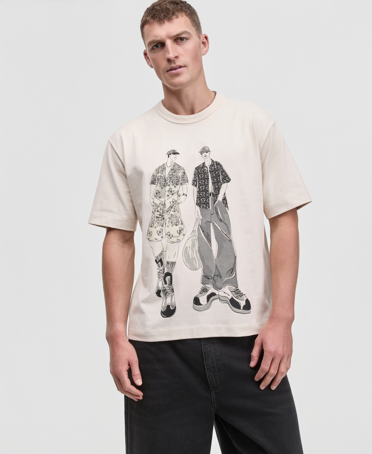 Click here for Mode of One Mens Sketch Graphic Relaxed-Fit T-Shir... prices