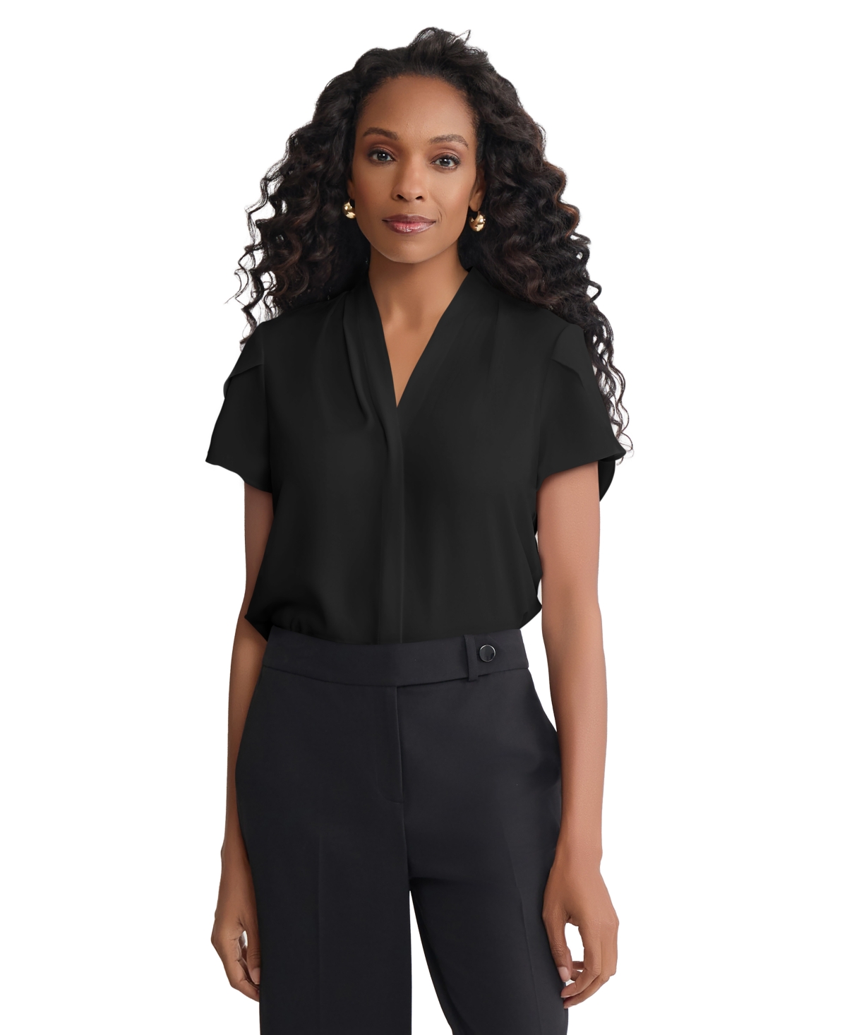 Click here for Jones New York Womens V-Neck Top - Jones Black prices