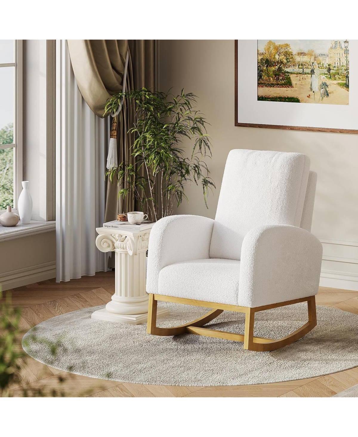 Click here for gaomon High Back Leather Glider Chair With Wood Le... prices