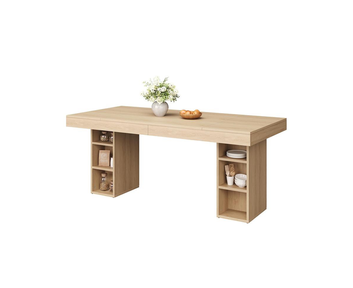 Click here for gaomon 6-8 Person Farmhouse Wooden Dining Table wi... prices