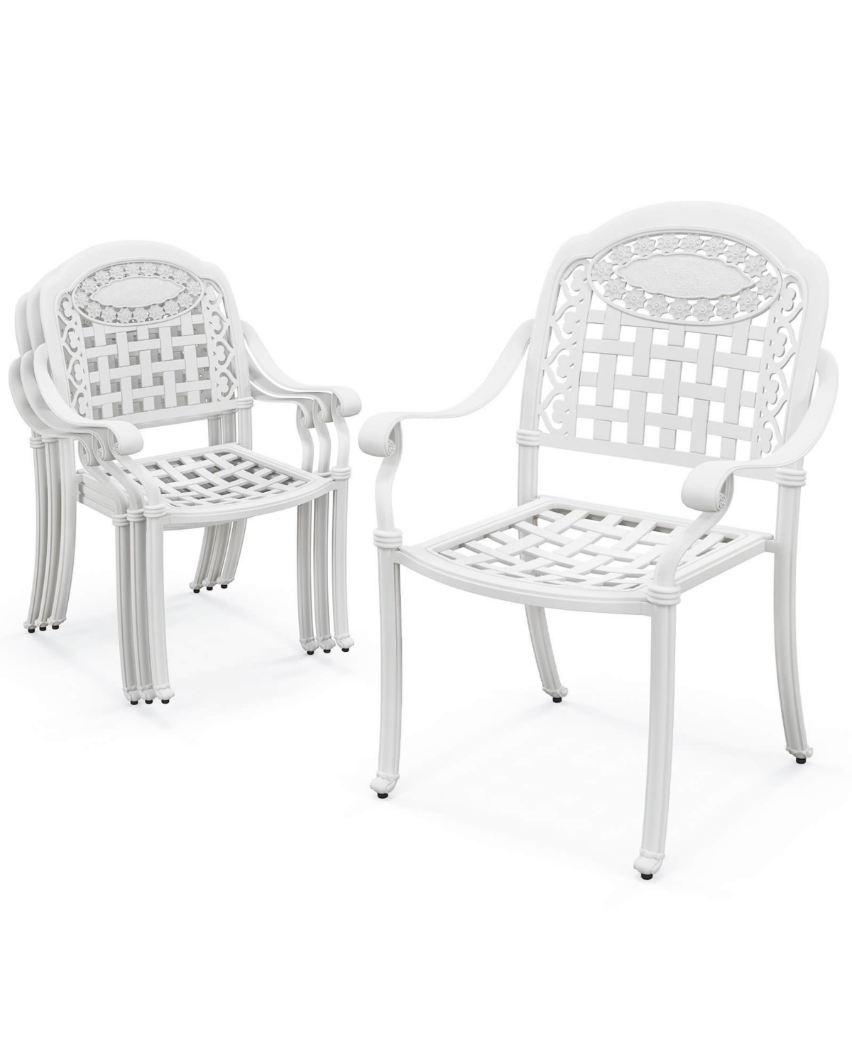 Click here for Gymax Set Of 4 Patio Cast Aluminum Armrest Chairs... prices