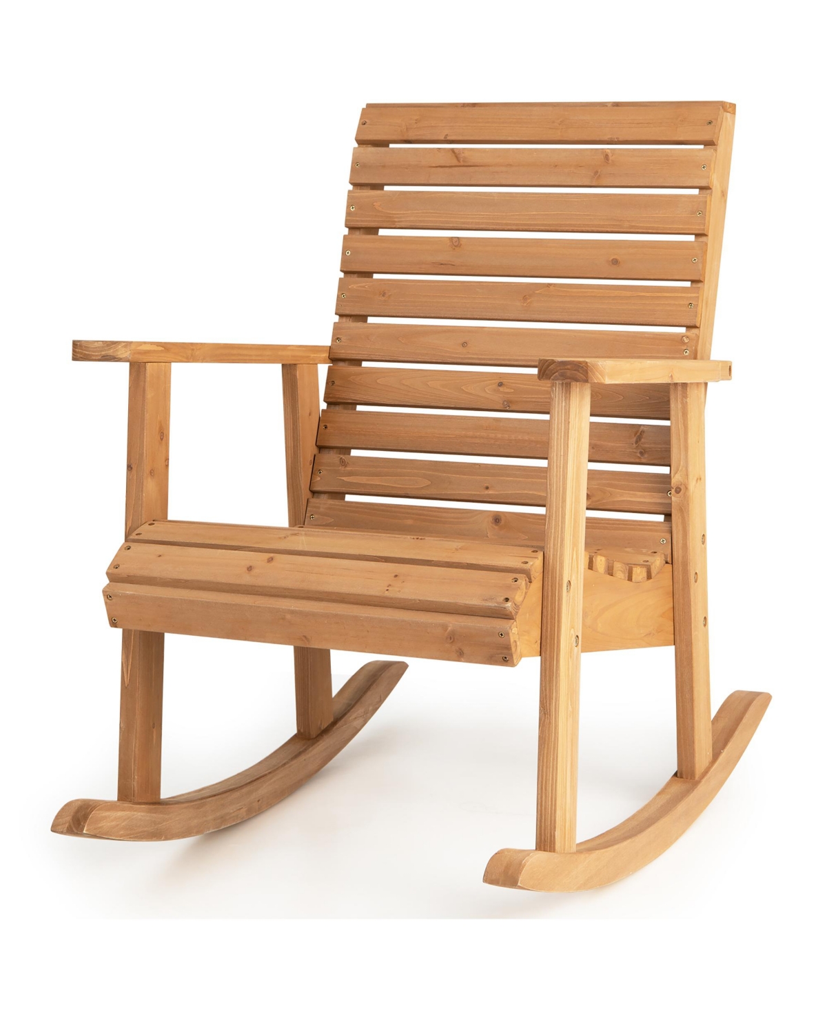 Click here for Gymax Wooden Rocking Chair High Back Fir Wood Armc... prices