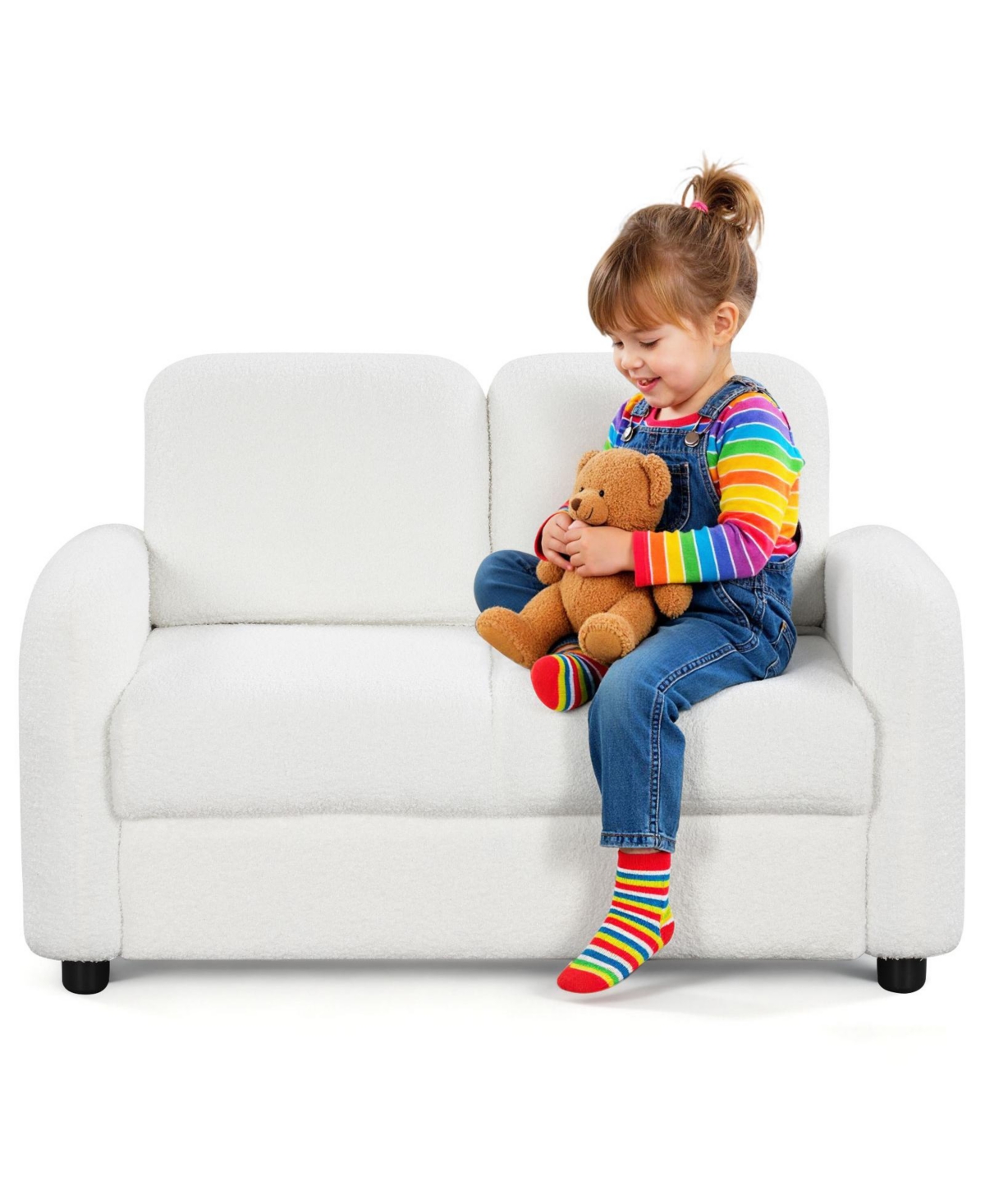 Click here for Gouun 2-Seat Kids Sofa with Teddy Fleece Upholster... prices