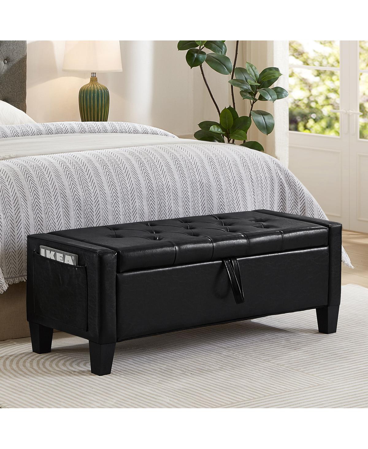Click here for Streamdale Furniture Black Storage Ottoman Bench w... prices