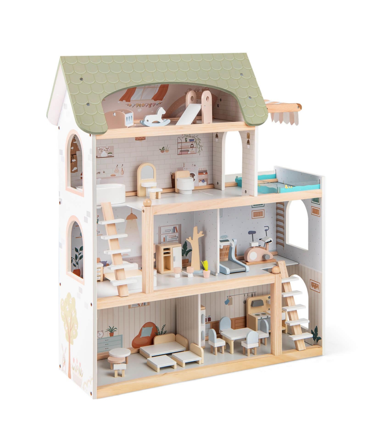 Click here for Costway Kids Wooden Dollhouse 4-Story Modern Doll... prices