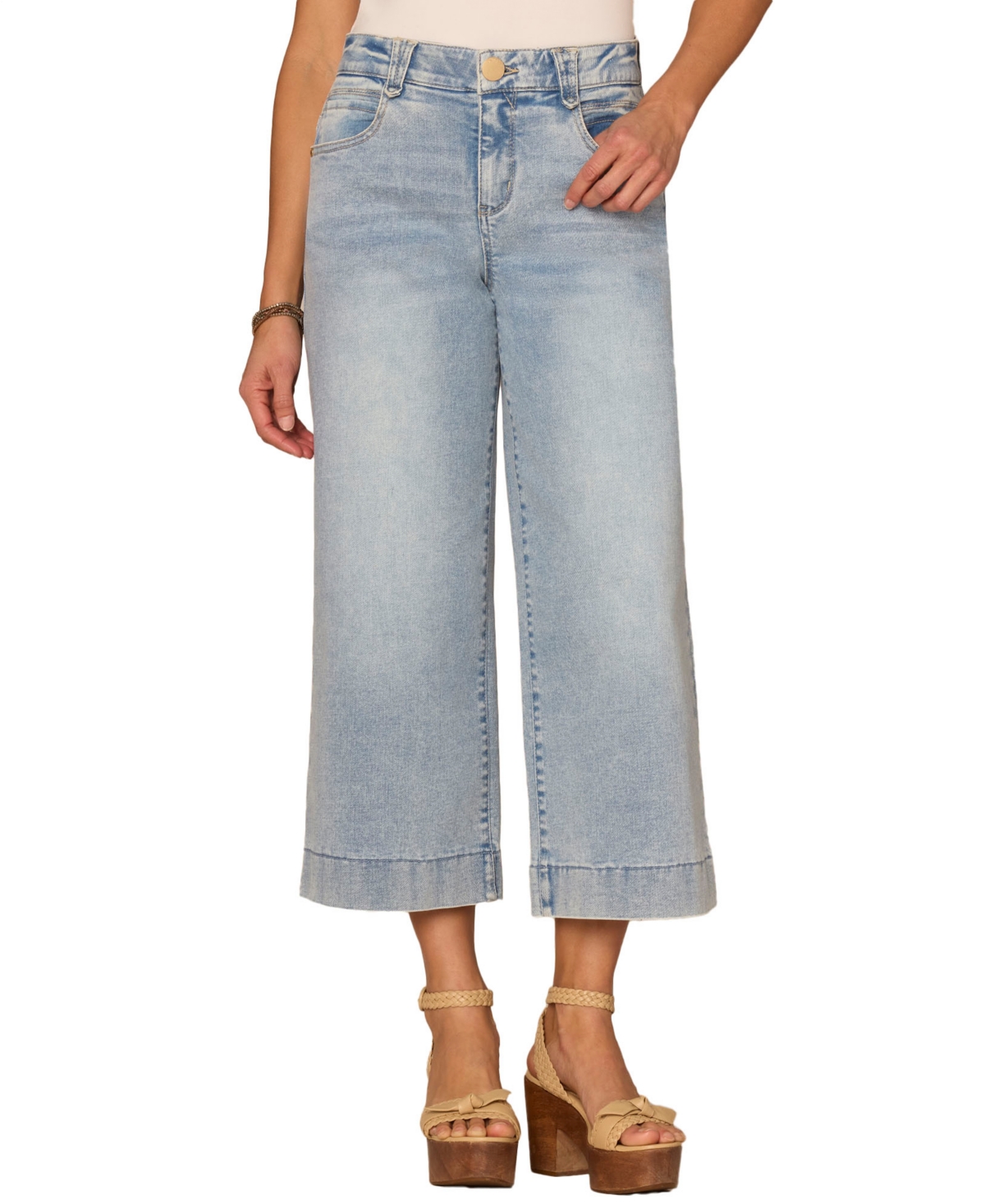 Click here for Democracy Petite High Rise Wide-Leg Crop Jeans - L... prices