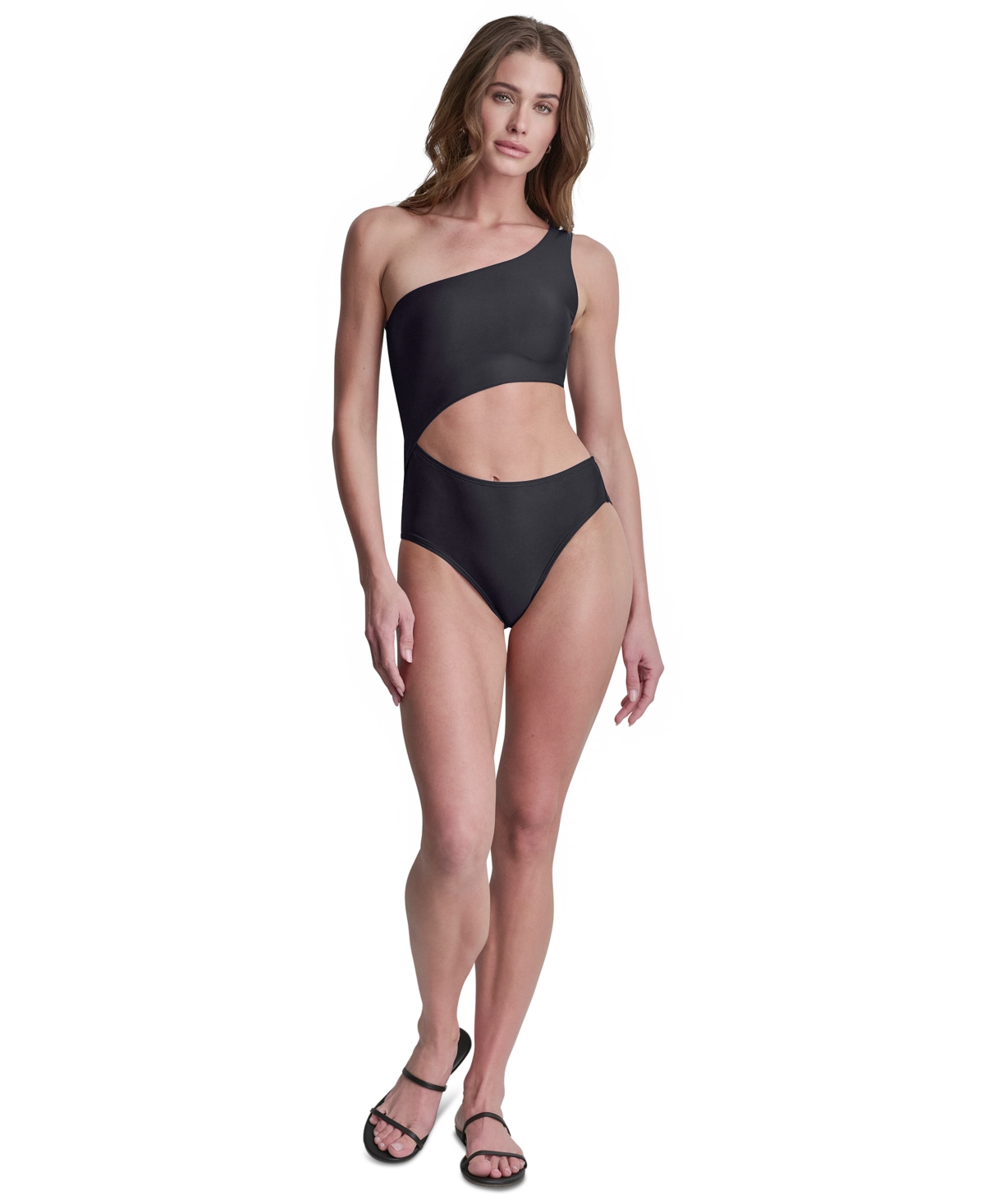 Click here for Dkny Womens One-Shoulder Cut Out One-Piece Swimsui... prices