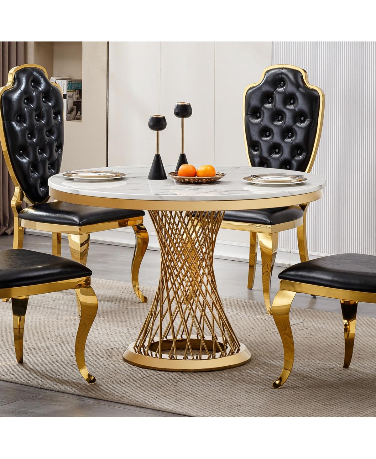 Click here for Streamdale Furniture 47 Round Marble Dining Table... prices