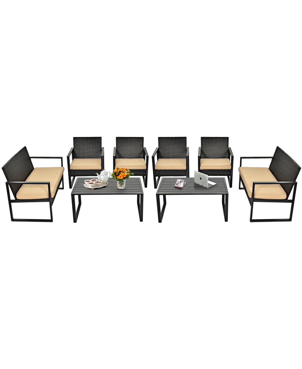 Click here for Gymax 8PCS Outdoor Wicker Rattan Furniture Set Pat... prices