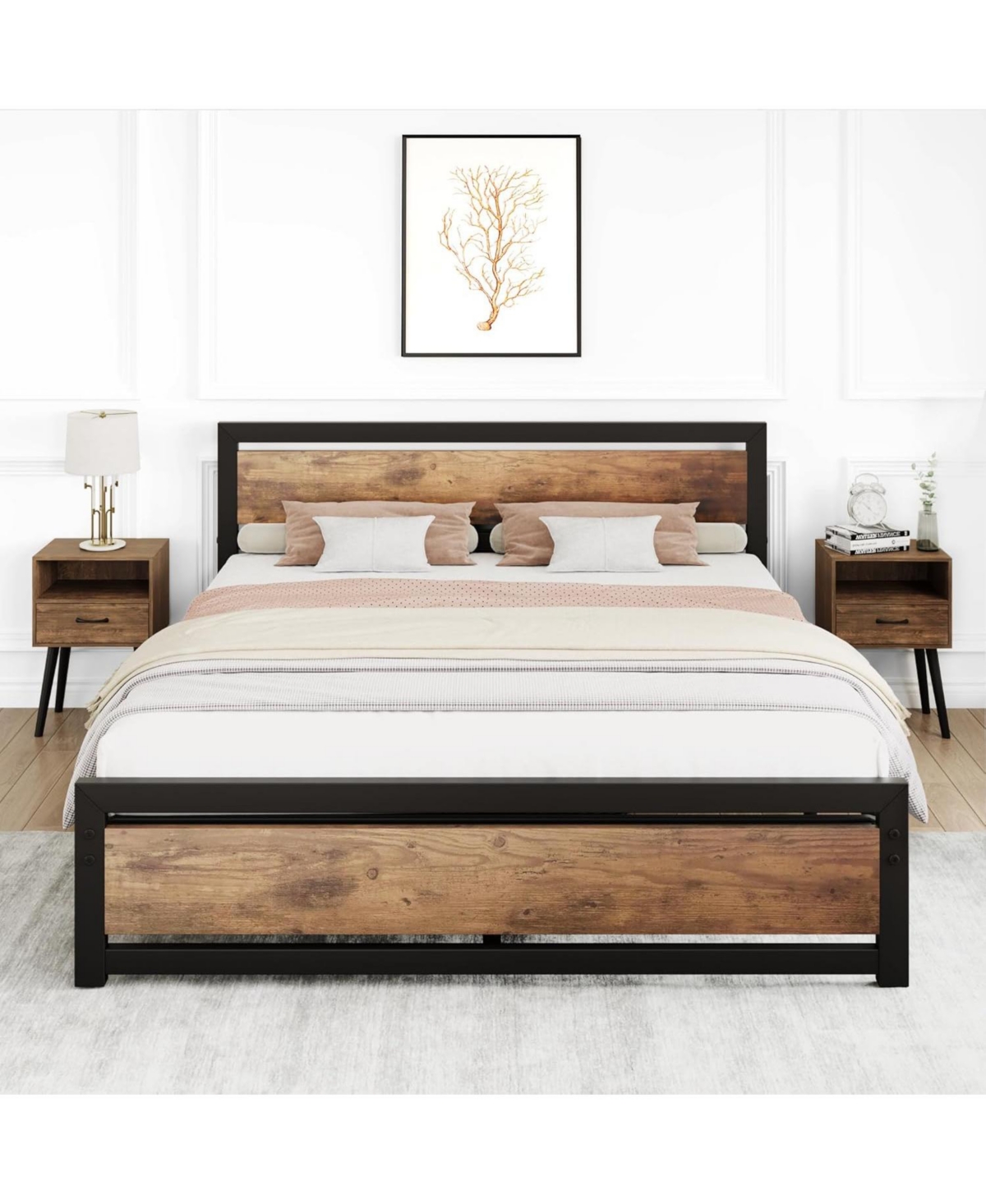 Click here for gaomon Bed Frame with Wooden Headboard  14 Industr... prices