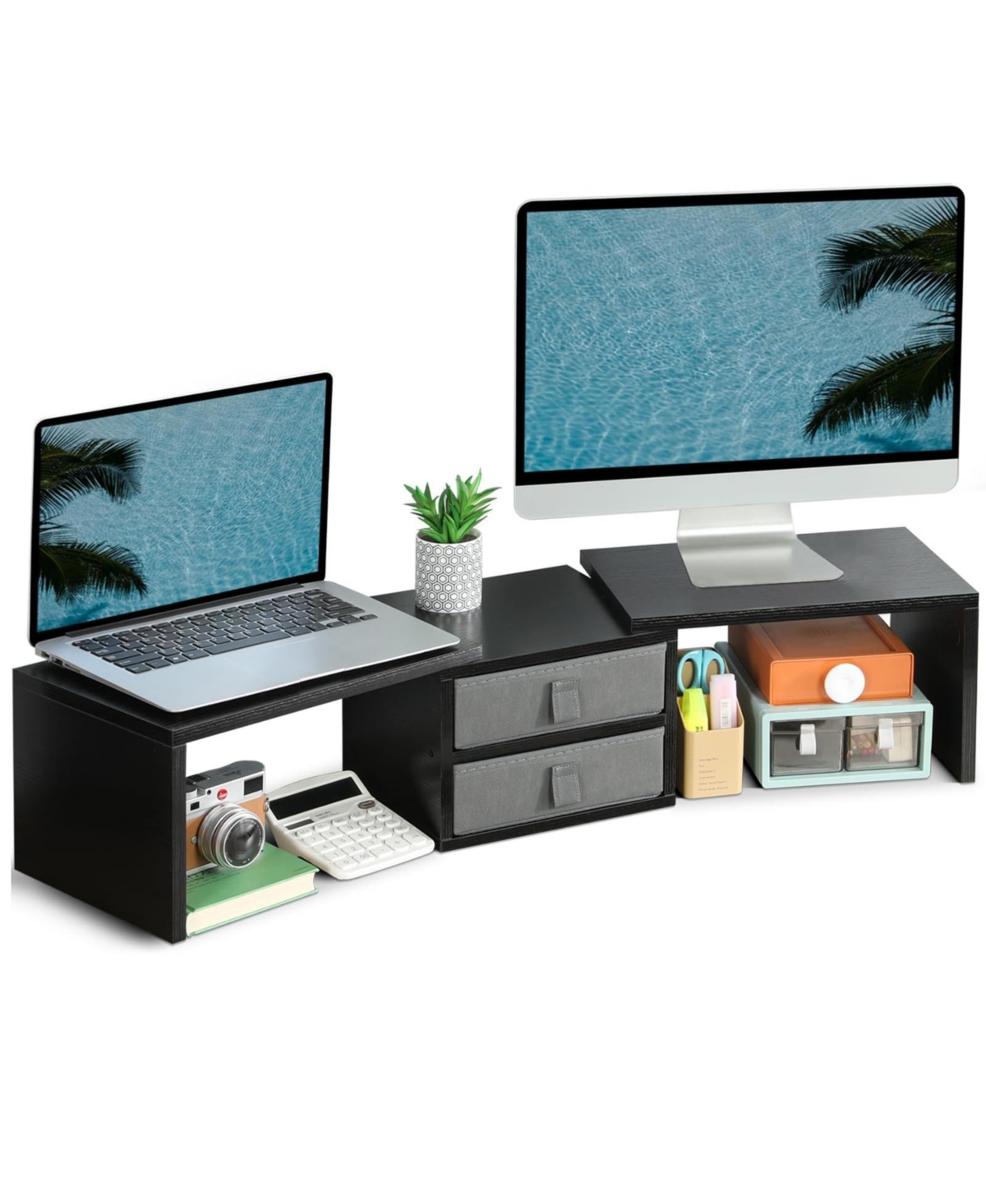 Click here for Gnuadz Dual Monitor Stand Riser With Drawers Adjus... prices