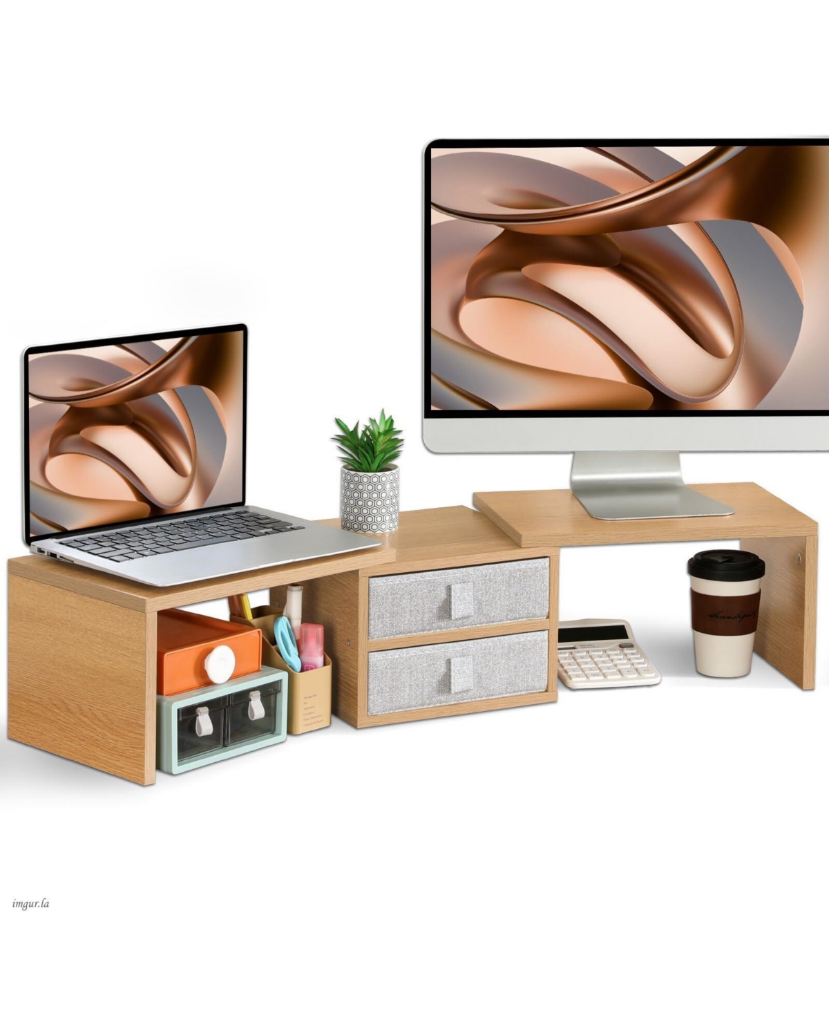Click here for Gnuadz Dual Monitor Stand Riser With Drawers Adjus... prices