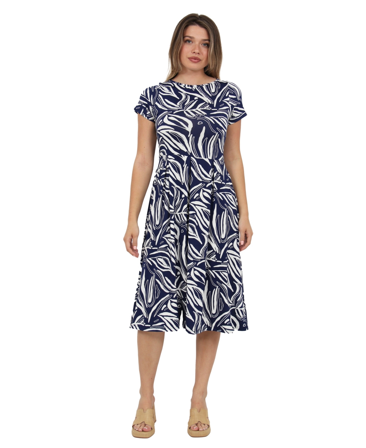 Click here for 24seven Comfort Apparel Womens Abstract Print Midi... prices