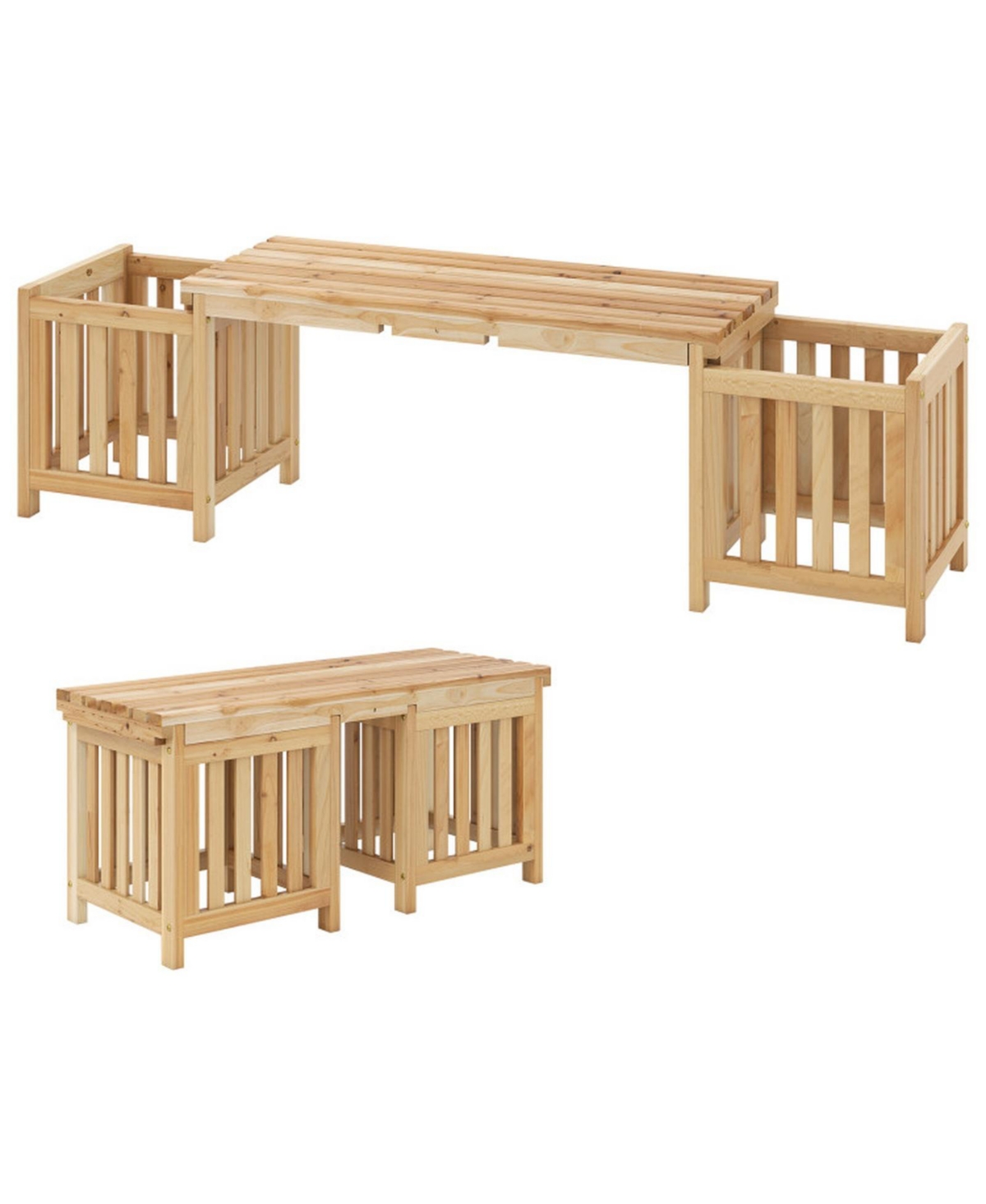 Click here for Gouun 68-inch Fir Wood Patio Bench with Dual Plant... prices