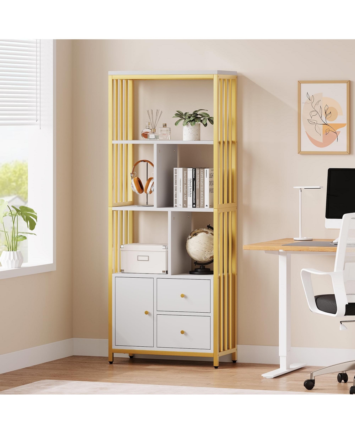 Click here for gaomon 3-Tier Bookshelf with Drawers  Bookcase wit... prices